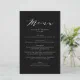 Black Minimalist Dainty Script Wedding Menu Card | Zazzle