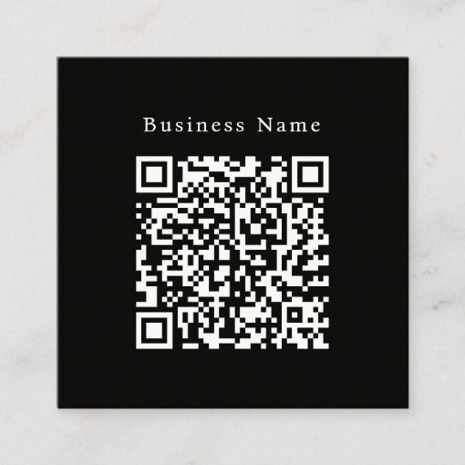 Black Minimalist Elegant Custom QR Code Square Business Card | Zazzle
