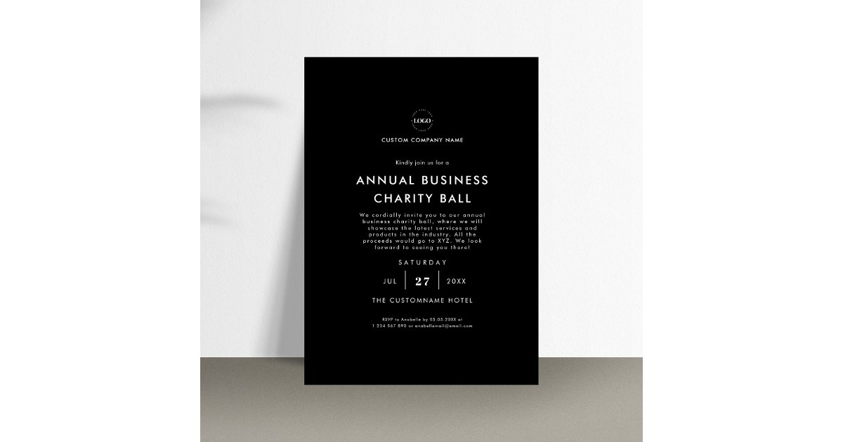 Black Minimalist Logo Business Company Event Party Invitation | Zazzle