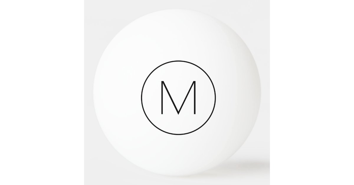 Black Minimalist Modern Font Monogram Ping Pong Ball | Zazzle
