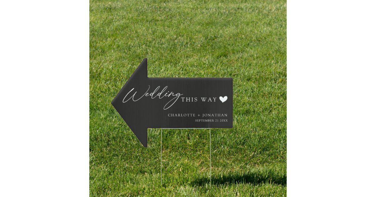 Black Minimalist Modern Wedding This Way Sign | Zazzle