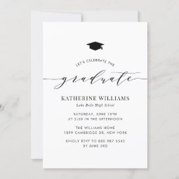 Black Minimalist Script Graduation Party Invitation | Zazzle