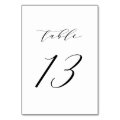 Black Minimalist Script Wedding Table Number 13 | Zazzle