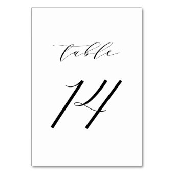 Black Minimalist Script Wedding Table Number 14 | Zazzle