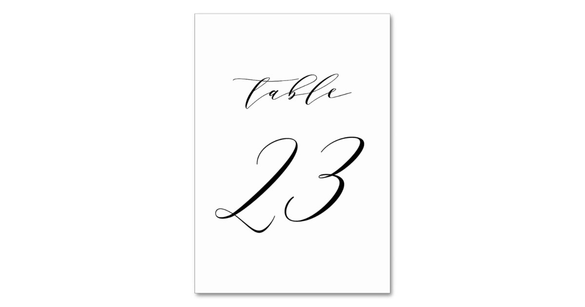Black Minimalist Script Wedding Table Number 23 | Zazzle