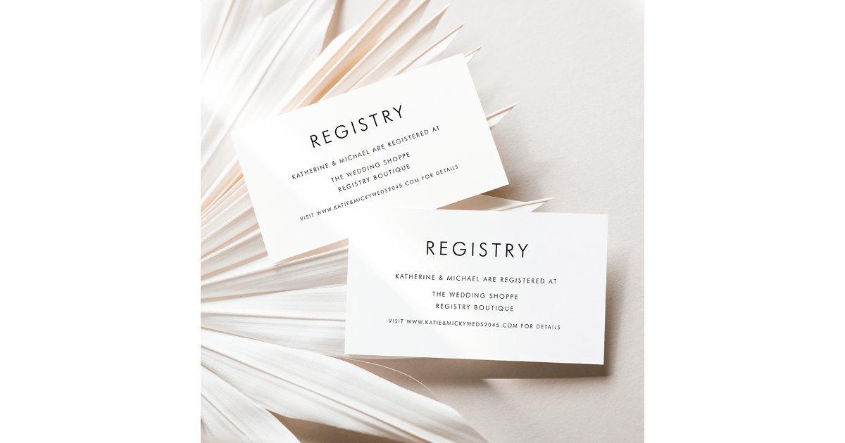 Black Minimalist Typography Wedding Registry Enclosure Card | Zazzle