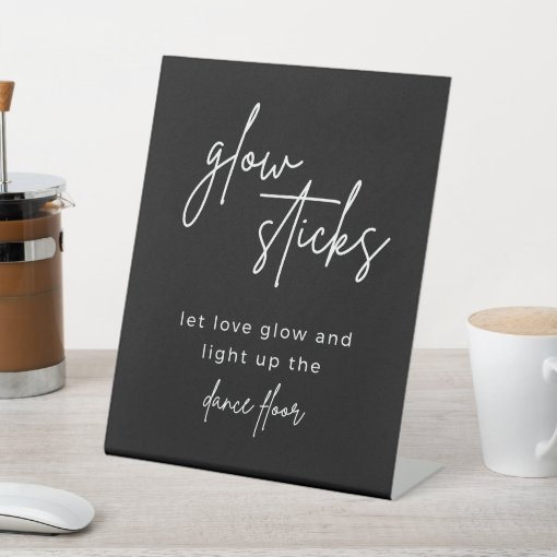Black Minimalist Wedding Glow Stick Send Off Sign | Zazzle