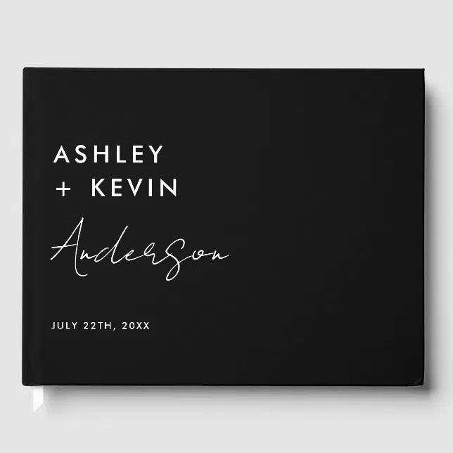 Black Minimalist Wedding Photo Booth Guest Book | Zazzle
