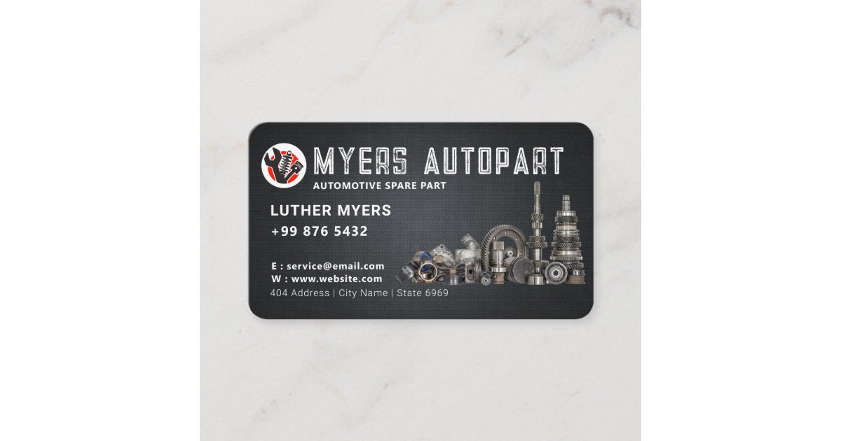 black modern autopart service business card | Zazzle
