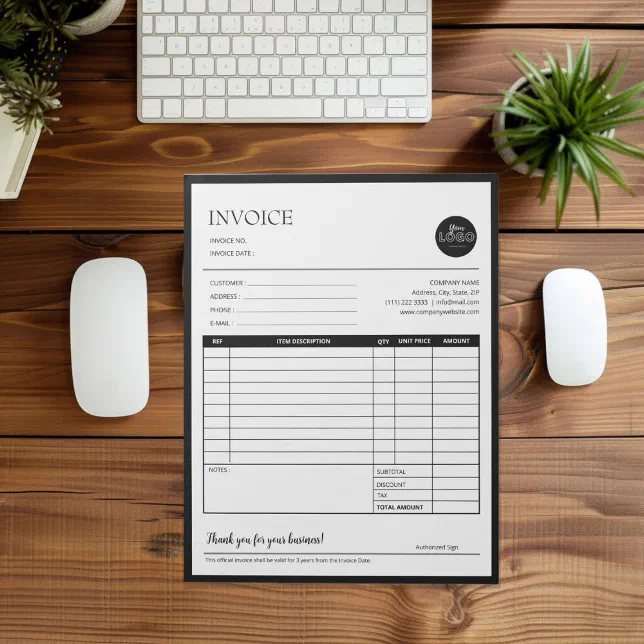 Black Modern Business Quotation Invoice Forms Notepad | Zazzle
