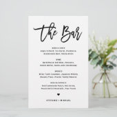 Black Modern Calligraphy Wedding Bar Menu Card | Zazzle