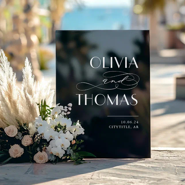 Black Modern Chic Wedding Welcome Acrylic Sign | Zazzle
