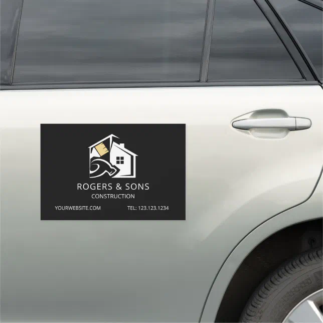 Black Modern Construction Handyman Car Magnet | Zazzle