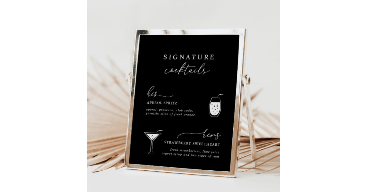 Black Modern Elegant Signature Cocktails Sign | Zazzle