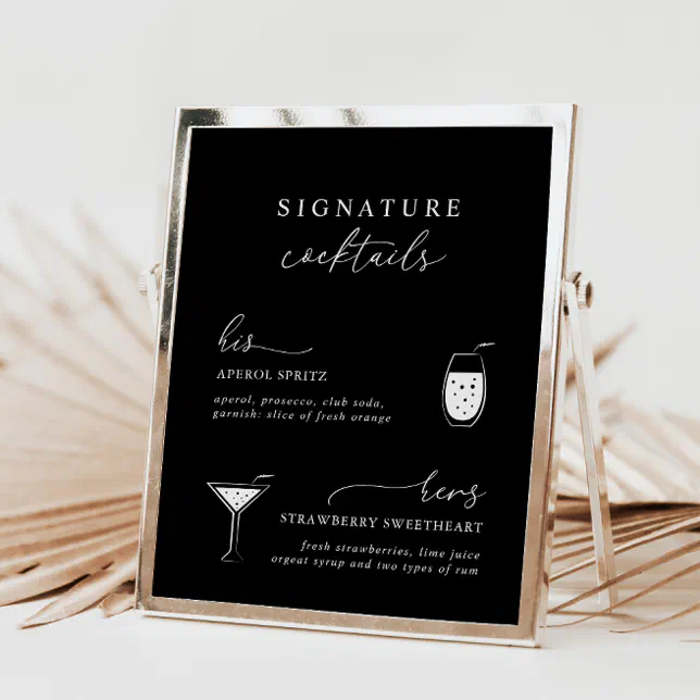 Black Modern Elegant Signature Cocktails Sign | Zazzle