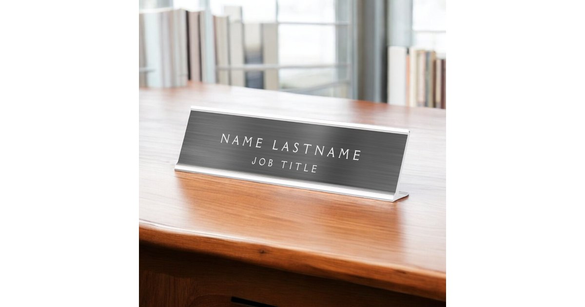 Black Modern Metallic Professional Classy Desk Name Plate | Zazzle