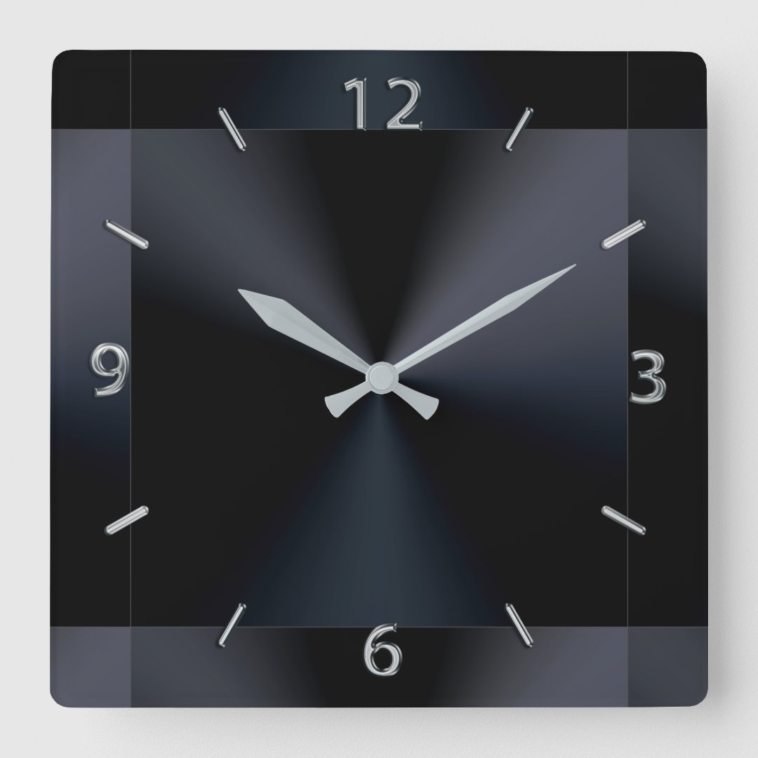Black Modern Metallic Wall Clock | Zazzle