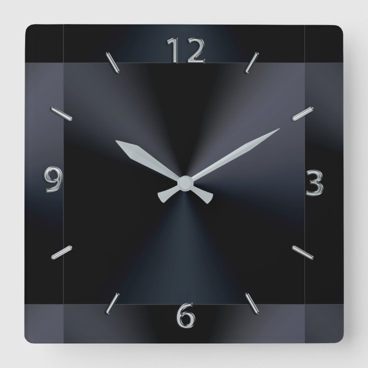 Black Modern Metallic Wall Clock | Zazzle