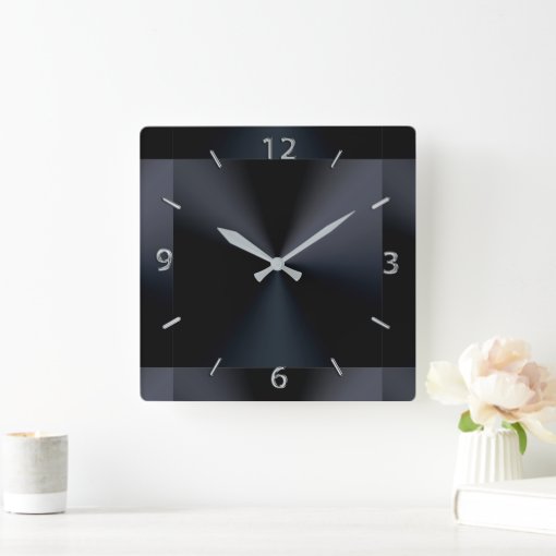 Black Modern Metallic Wall Clock | Zazzle