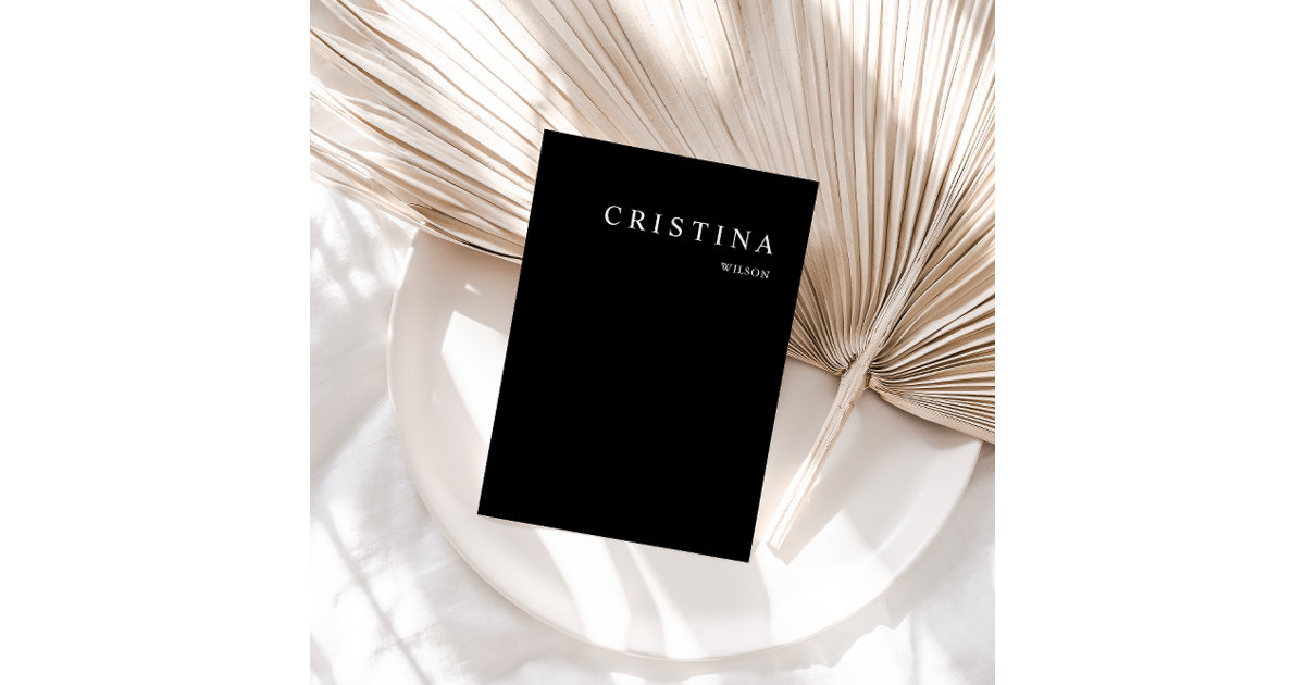 Black Modern Minimalist Table Guest Place Card | Zazzle