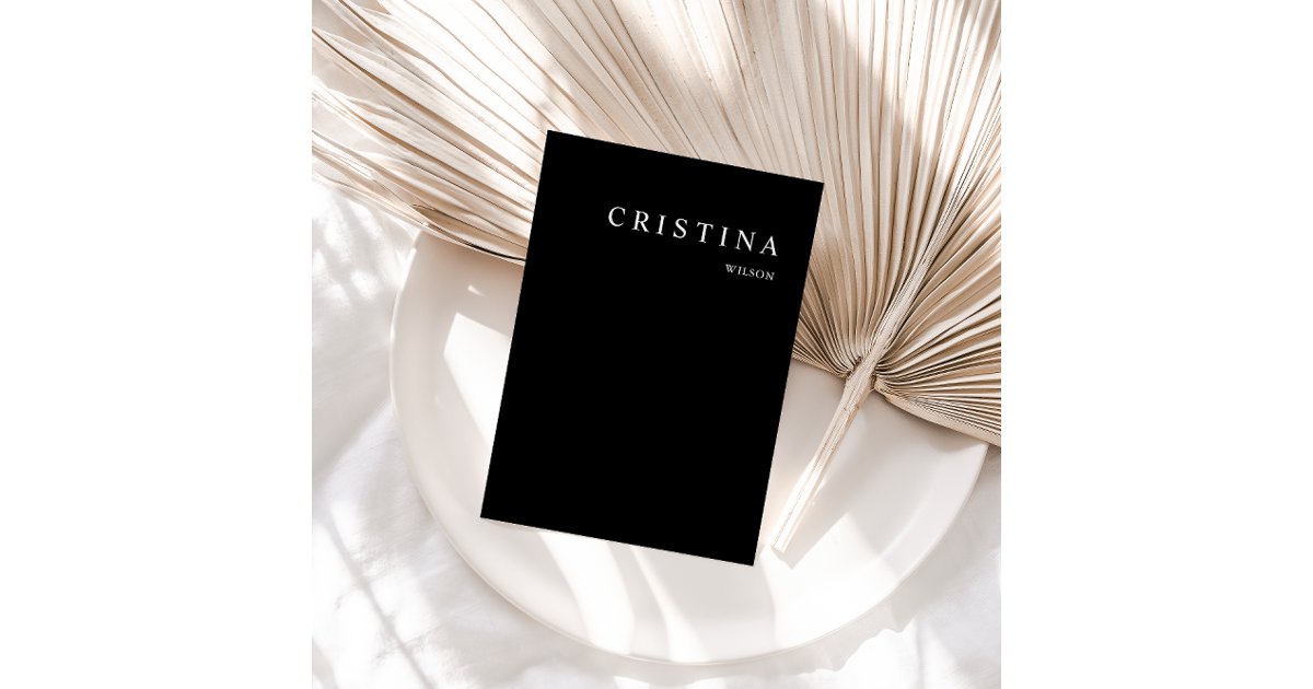 Black Modern Minimalist Table Guest Place Card | Zazzle