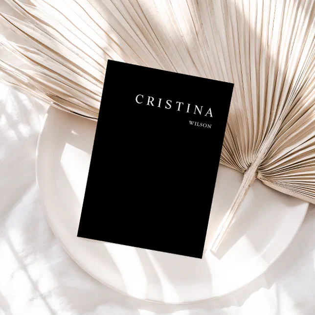 Black Modern Minimalist Table Guest Place Card | Zazzle