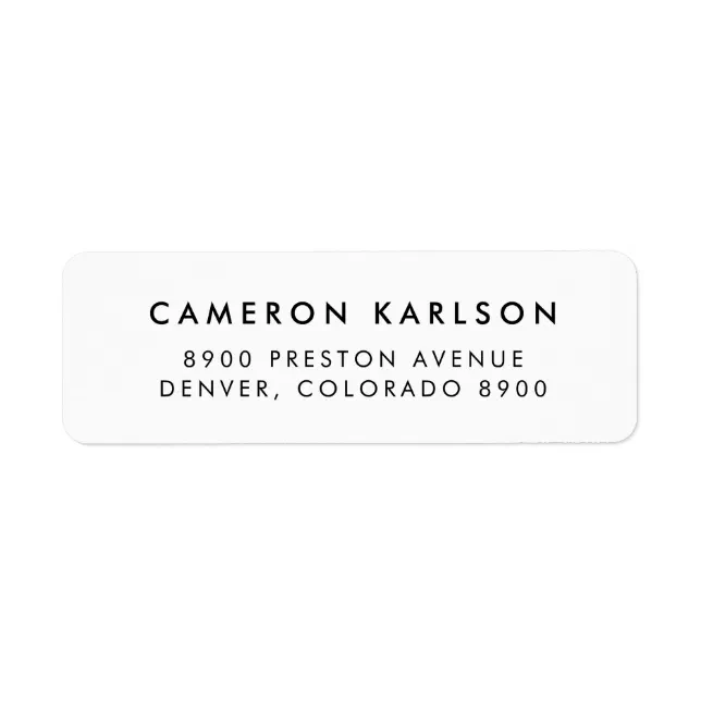 Black Modern Minimalist Typography Return Address Label | Zazzle