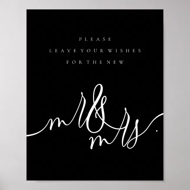 Black Modern New Mr and Mrs Poster | Zazzle