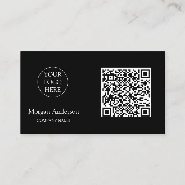 Black Modern Professional QR Code Business Logo Business Card | Zazzle