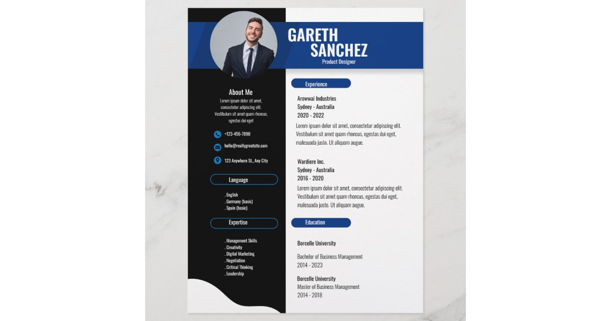 Black Modern Professional Resume, resume template Flyer | Zazzle