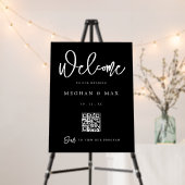 Black Modern Script Wedding QR Code Welcome Sign | Zazzle