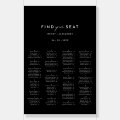 Black Modern Script Wedding Vertical Seating Chart Foam Board | Zazzle