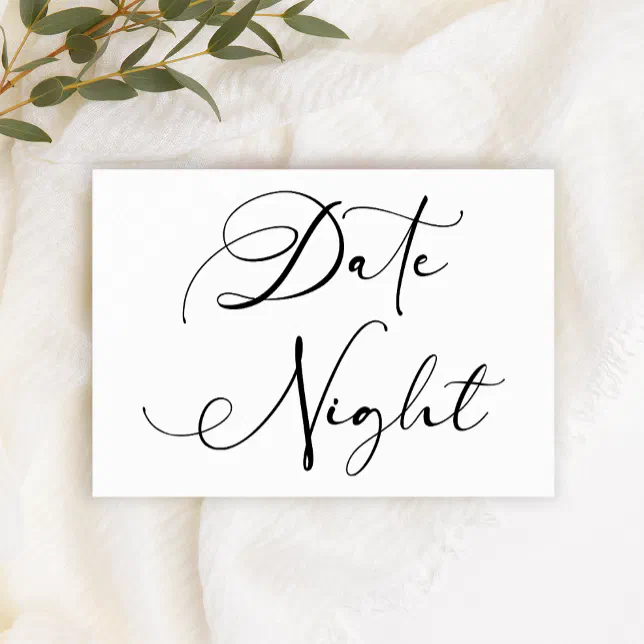 Black Modern Simple Script Couple Date Night Note Card | Zazzle