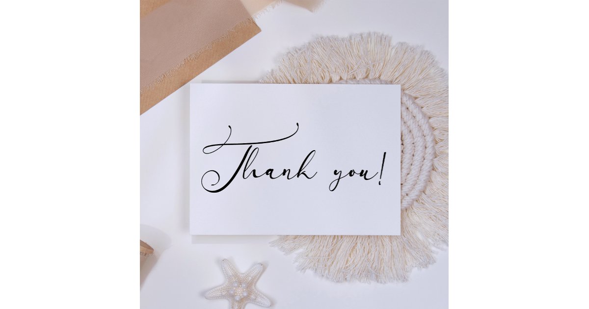 Black Modern Simple Script Thank You Card | Zazzle
