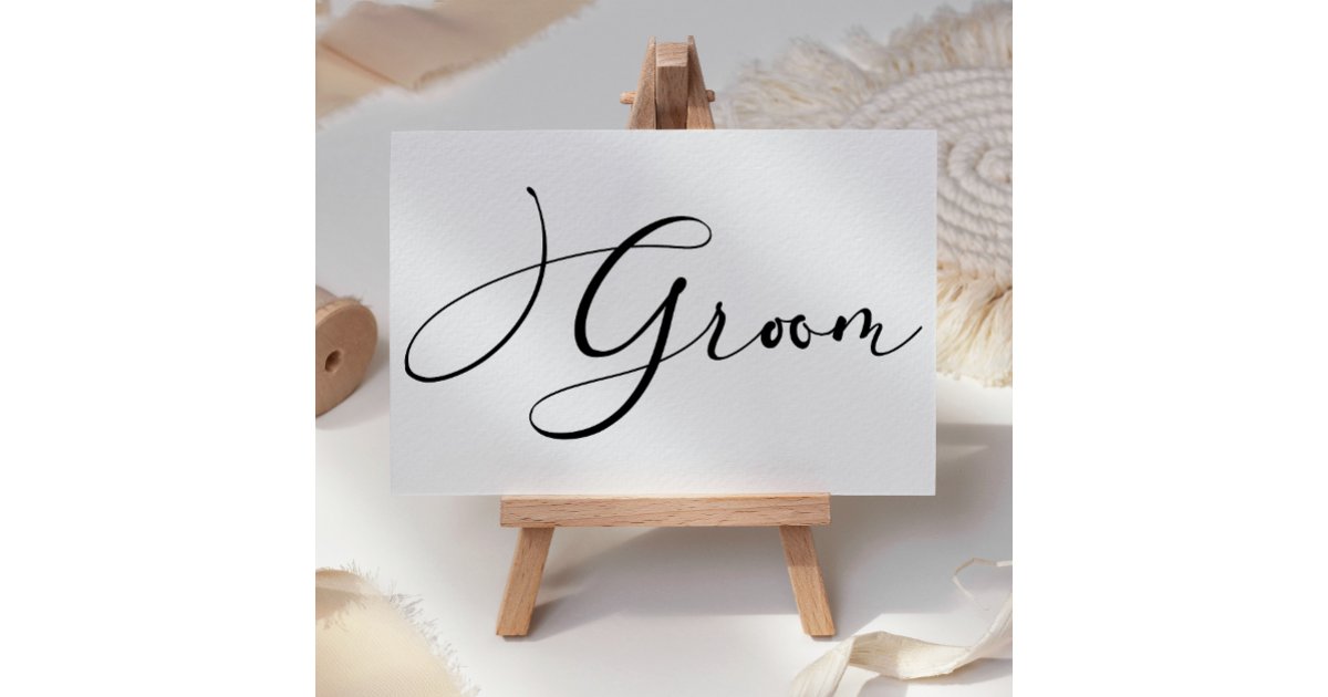 Black Modern Simple Wedding Reserved Place Card | Zazzle