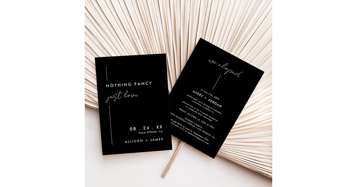 Black Modern We Eloped Elopement Reception Invitation | Zazzle