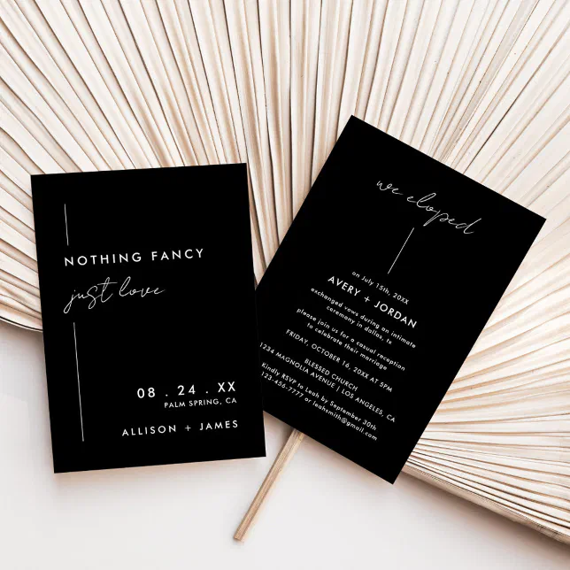 Black Modern We Eloped Elopement Reception Invitation | Zazzle