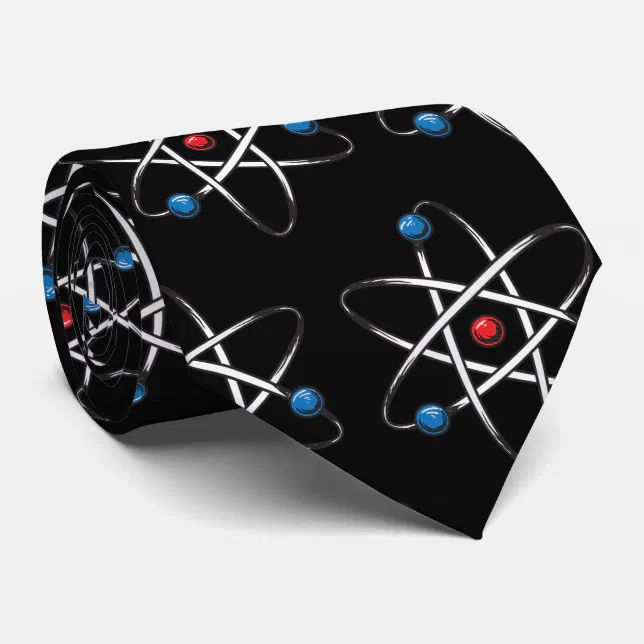 Black Molecule Atom Pattern Teacher Science Neck Tie | Zazzle