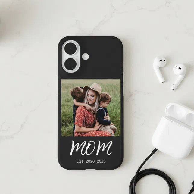 Black Mom Established Script Photo Case-Mate iPhone Case | Zazzle