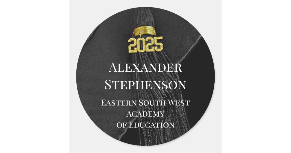 Black Monogram Letter Class of 2025 Graduation Classic Round Sticker ...