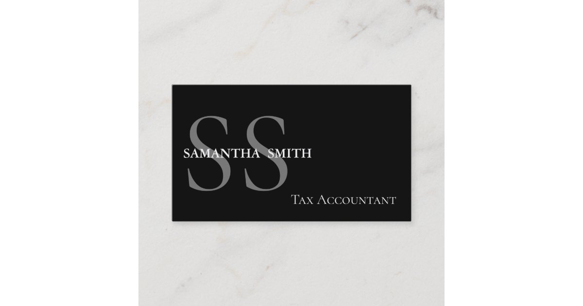 Black Monogram Tax Accountant Business Card | Zazzle