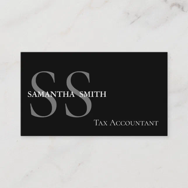 Black Monogram Tax Accountant Business Card | Zazzle