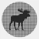 Black Moose Buffalo Check Pattern Classic Round Sticker | Zazzle