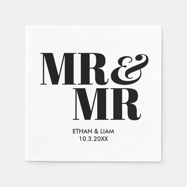 Black Mr & Mr Groom Personalized Wedding Napkins | Zazzle