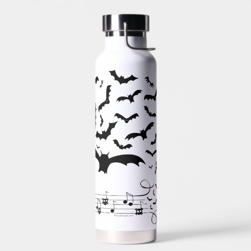 Black Music Bats Design Water Bottle | Zazzle