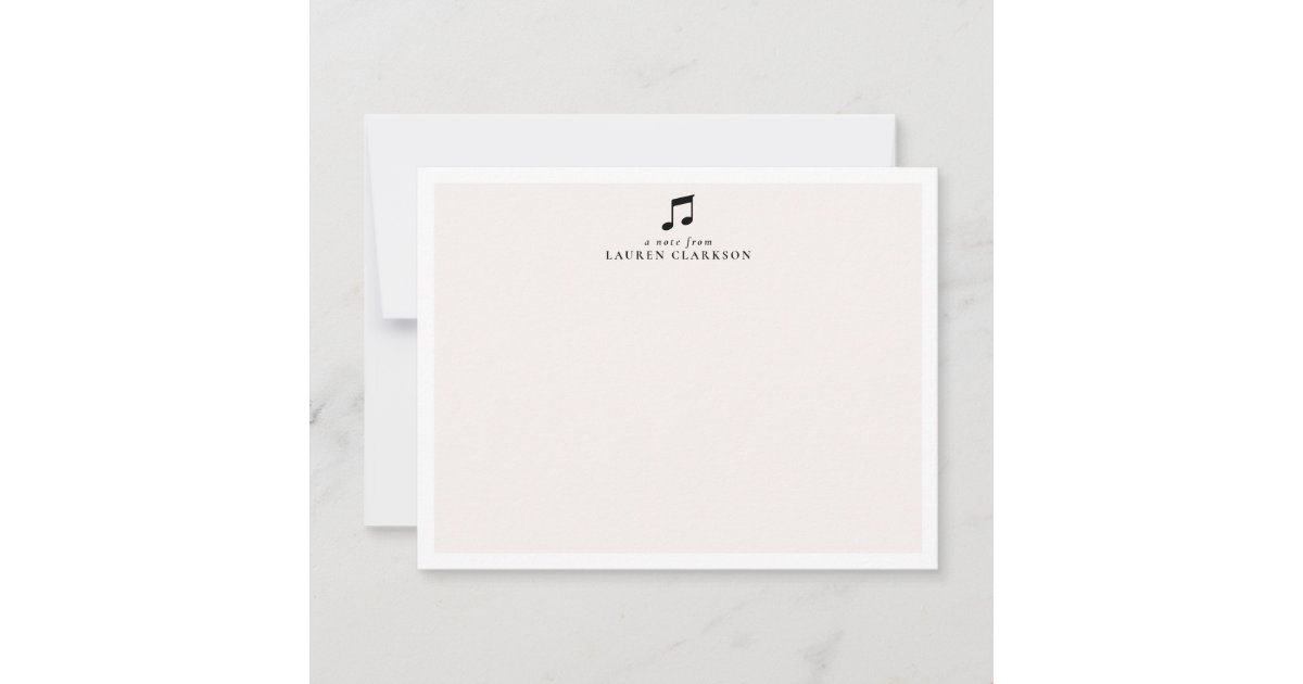 Black Music Note Minimalist Note Card | Zazzle