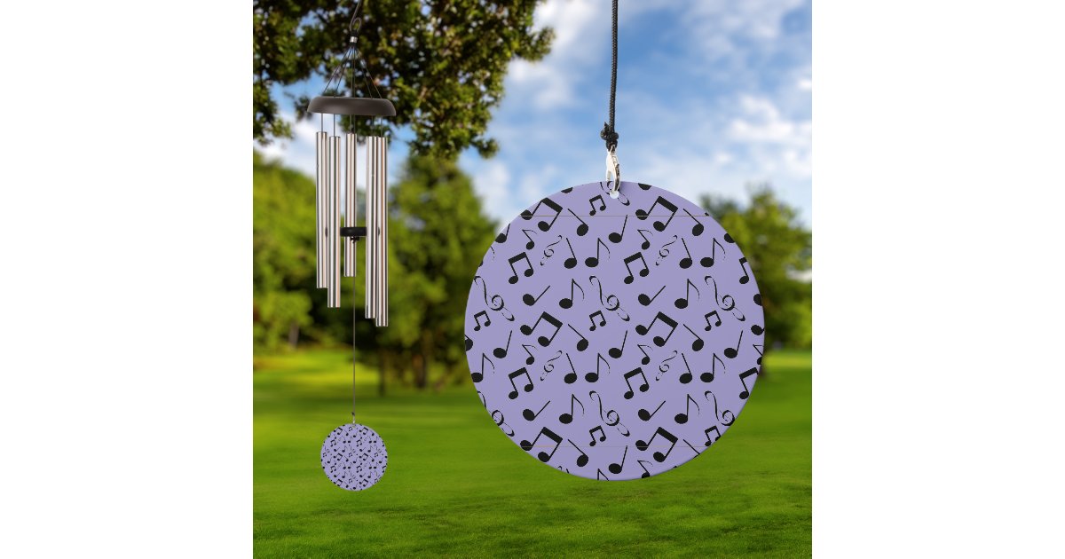 Black Music Notes Design Wind Chime | Zazzle