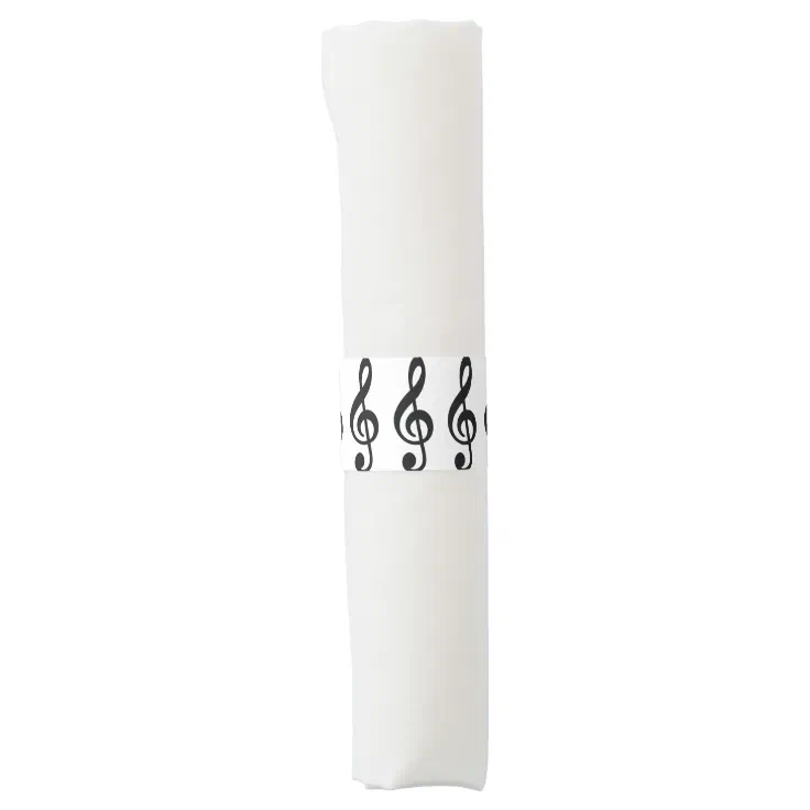 Black Musical Note Design Napkin Bands | Zazzle