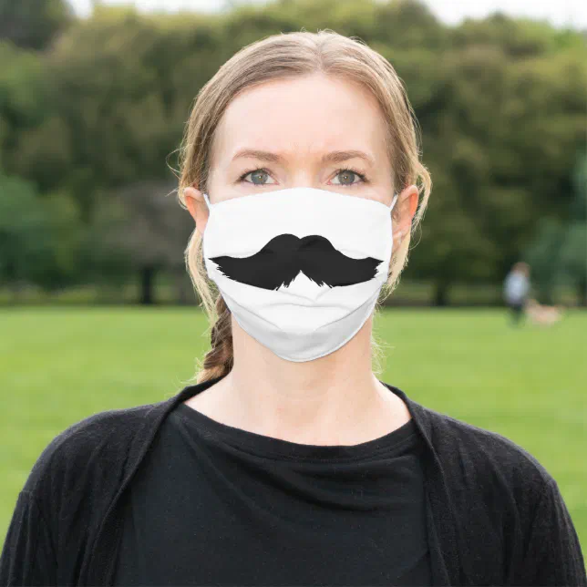 Black Mustache Funny Masculine Adult Cloth Face Mask | Zazzle