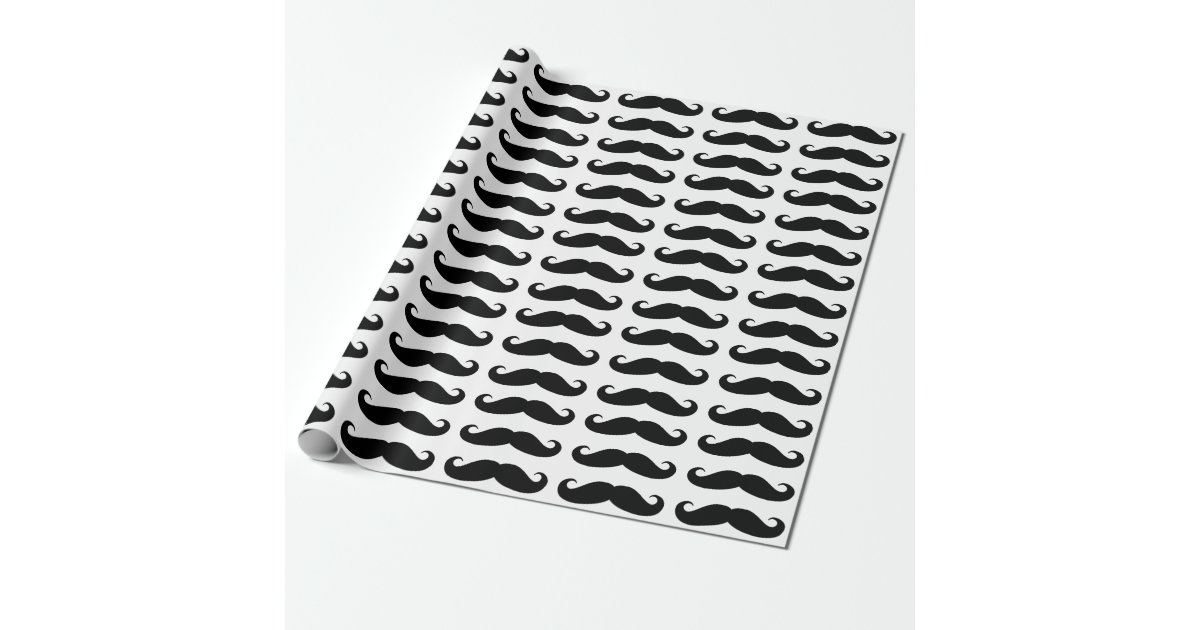 Black mustache wrapping paper | Zazzle